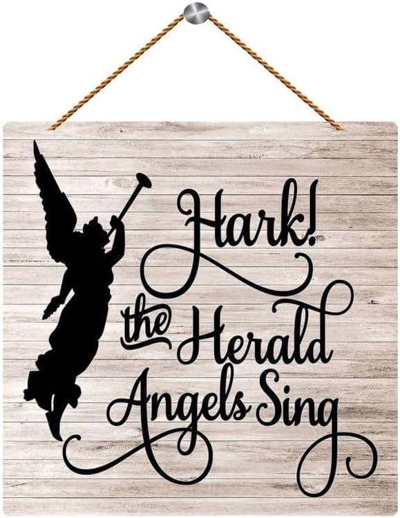 Novelty Wooden Sign Outside Hark The Herald Angels Sing Rustic Wood ...