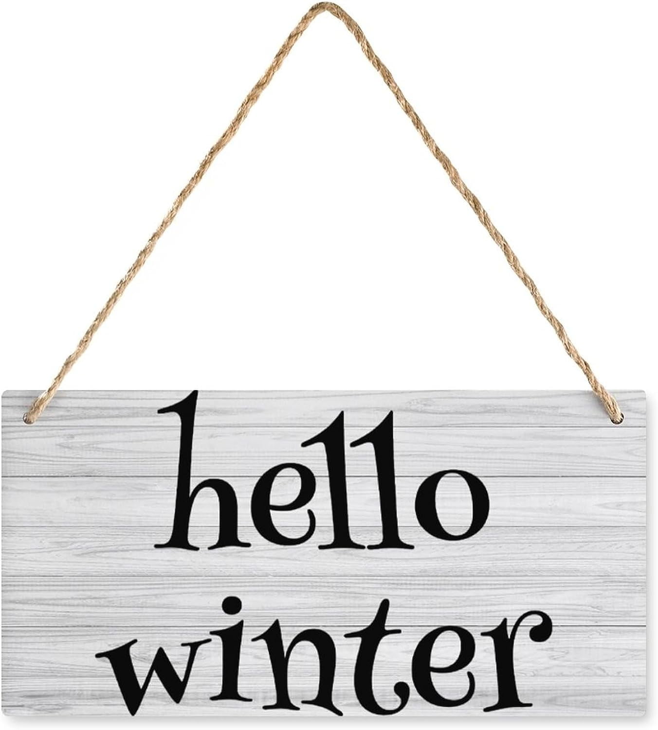 Novelty Wooden Wall Sign Hello Winter Wood Signs With Quotes Family ...