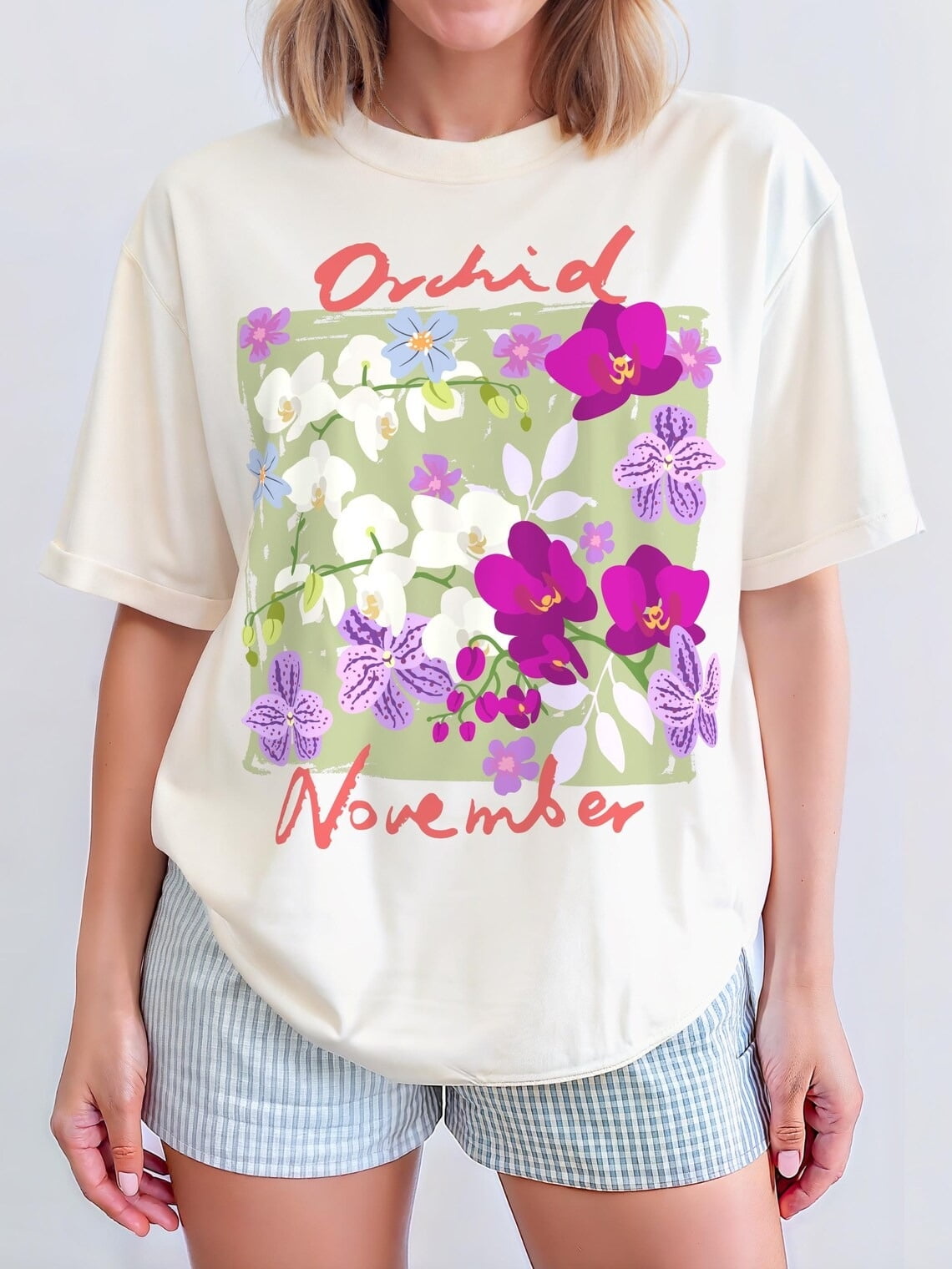 November Birth Flower Orchid TShirt, Birthday Gift for Her, Birth Month ...