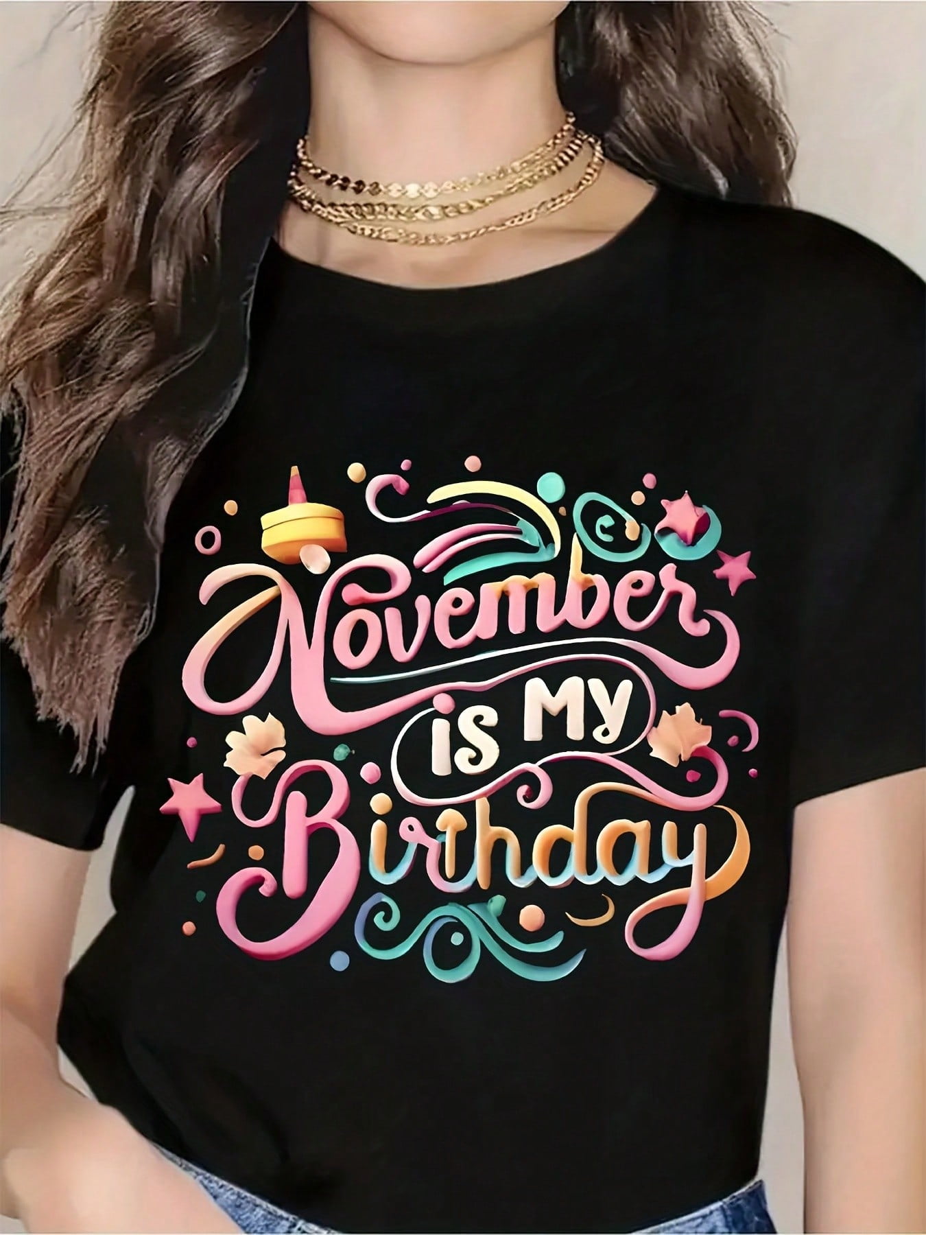 November Is My Birthday T-Shirt For Women - Colorful Birthday ...