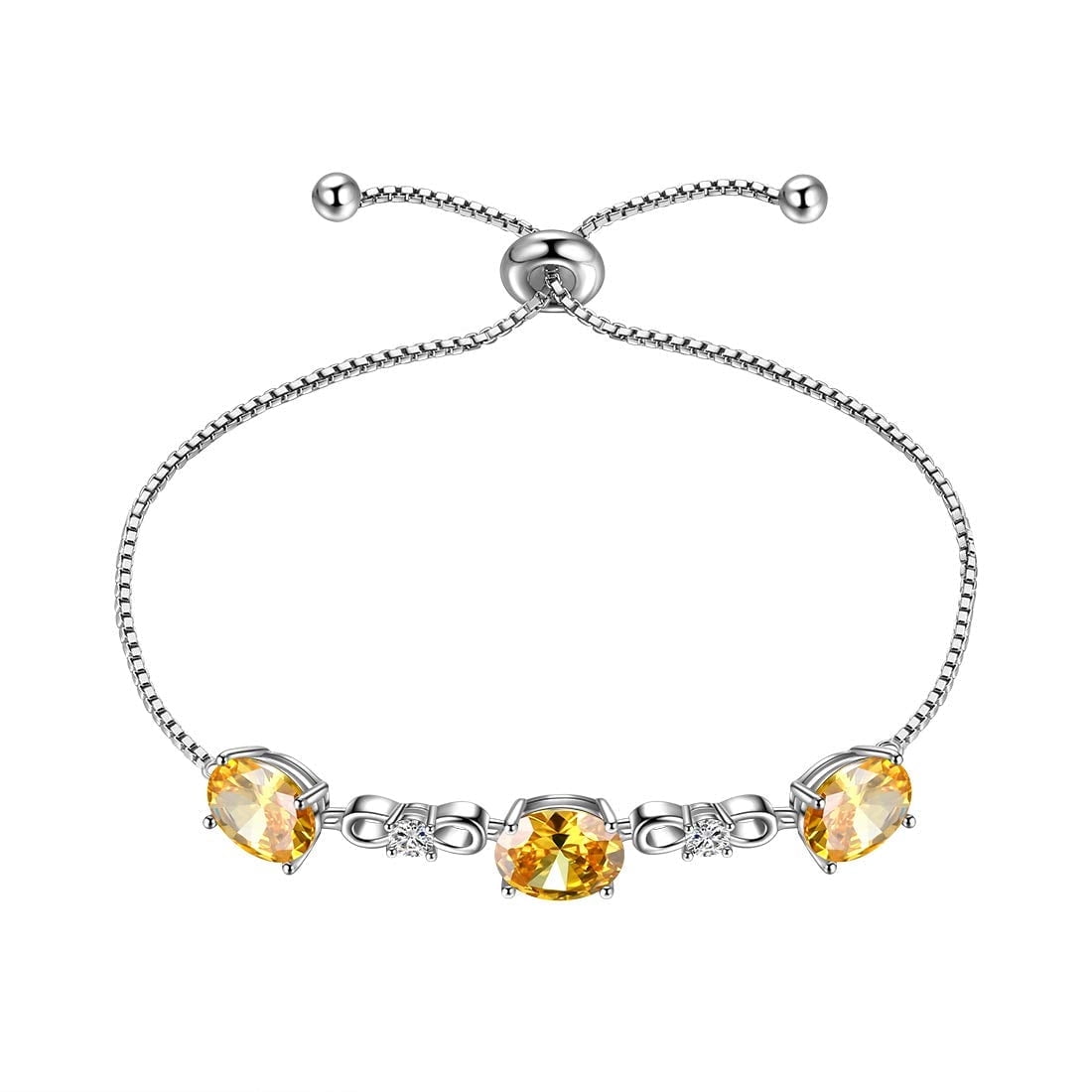 November Birthstone Bracelet 925 Sterling Silver Oval Citrine Bracelets ...