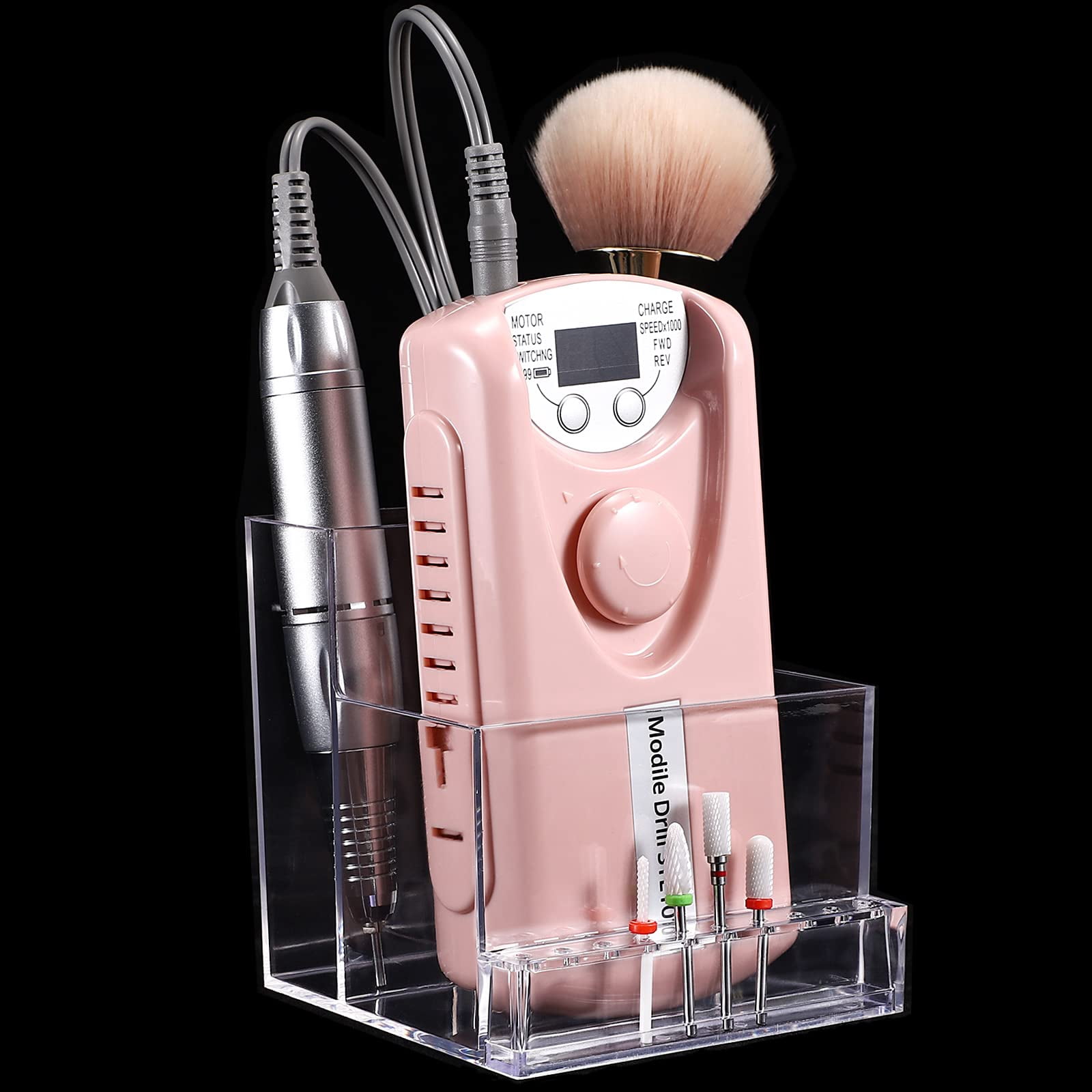 Noverlife 10 Holes Mini TMA2 Nail Drill Machine & Bits Box, Transparent ...