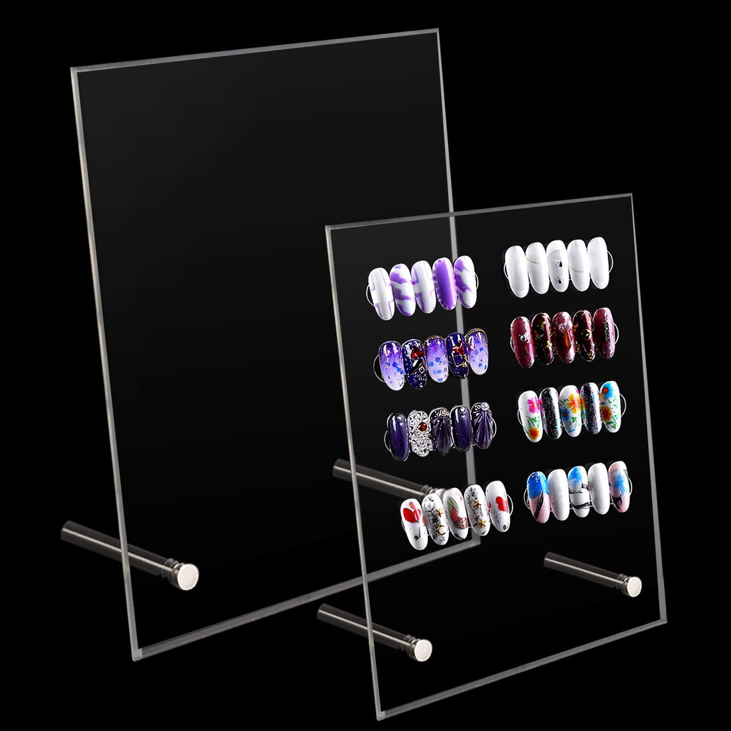 Noverlife 2PCS Transparent Nail Art Display Board, Acrylic Nail Tips ...