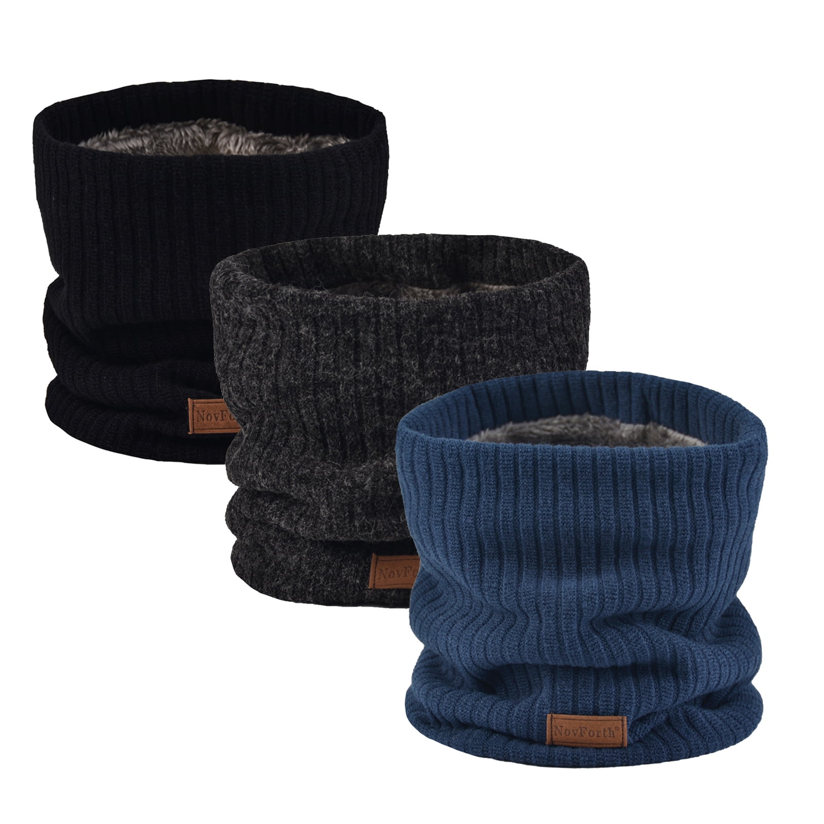 Novforth Unisex Winter Neck Warmer Scarf, Fleece Lined Double Layer ...