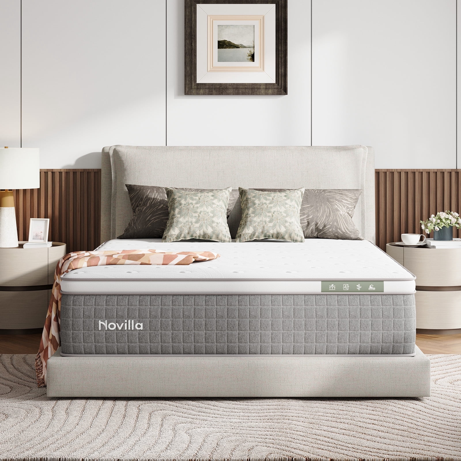 Novilla 14 Inch Queen Size Mattress,Hybrid Queen Mattress with Gel ...