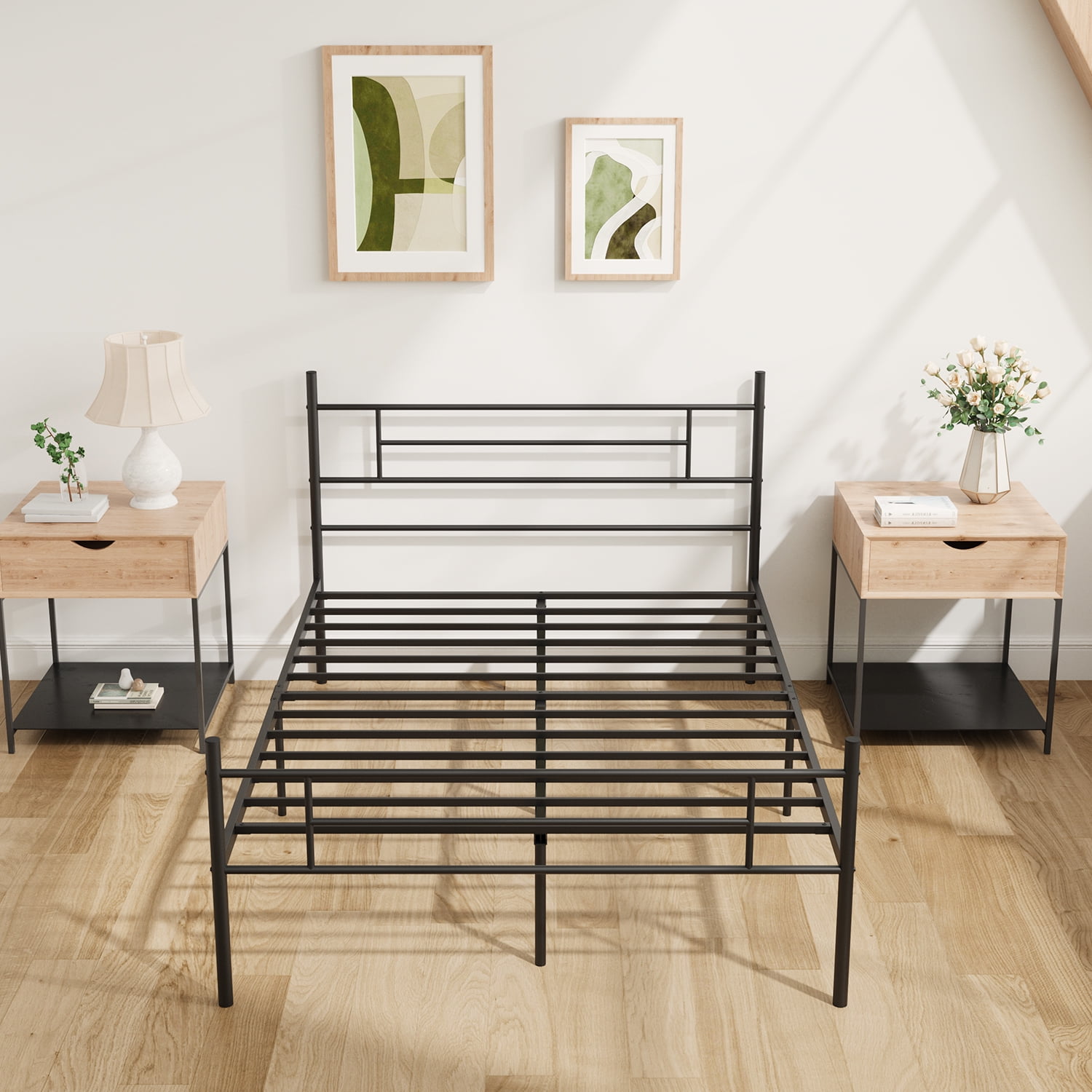 Novilla Queen Bed Frame with Headboard, 14-inch Sturdy Metal Platform, Slats Base Included ...