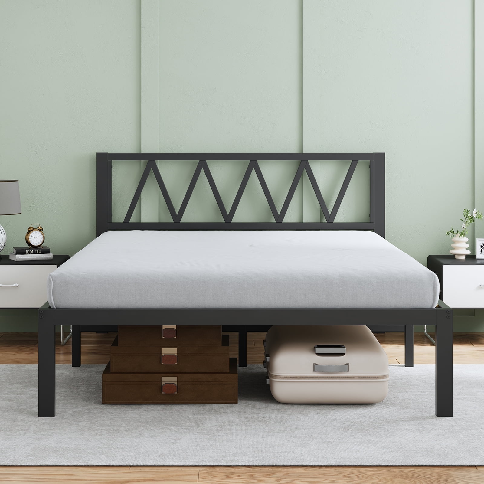 Novilla 18 Inch Queen Bed Frame With Headboard, Metal Platform Bed ...