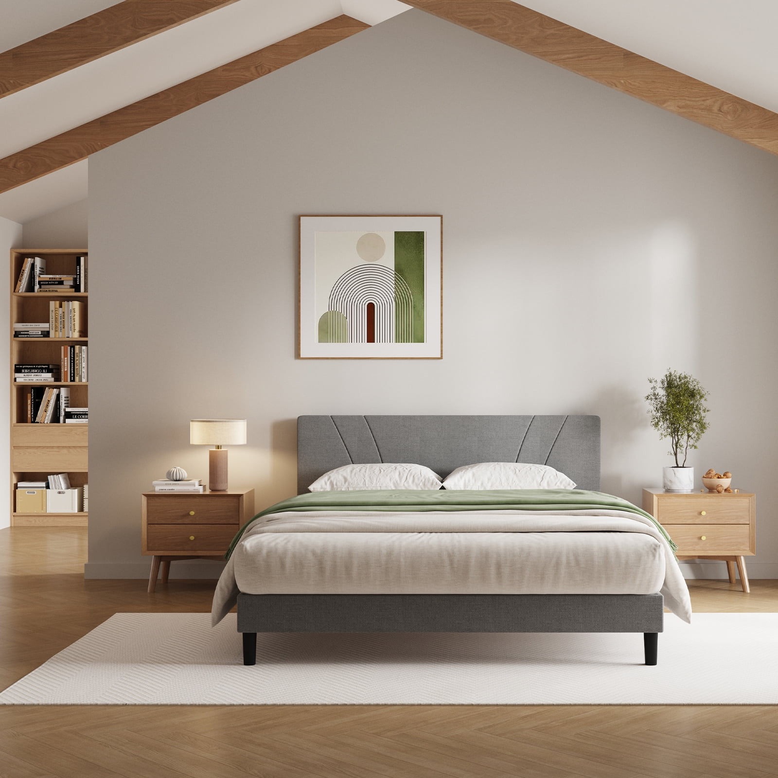 Novilla Full Size Platform Bed Frame With Upholstered Adjustable