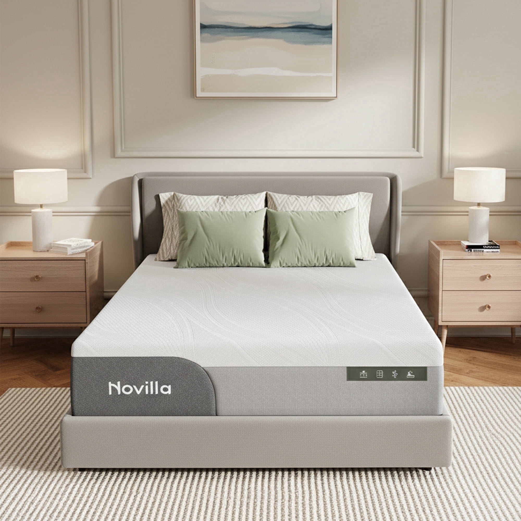 Novilla GreyZen 12 inch Full Medium Gel Memory Foam Mattress,Adult ...
