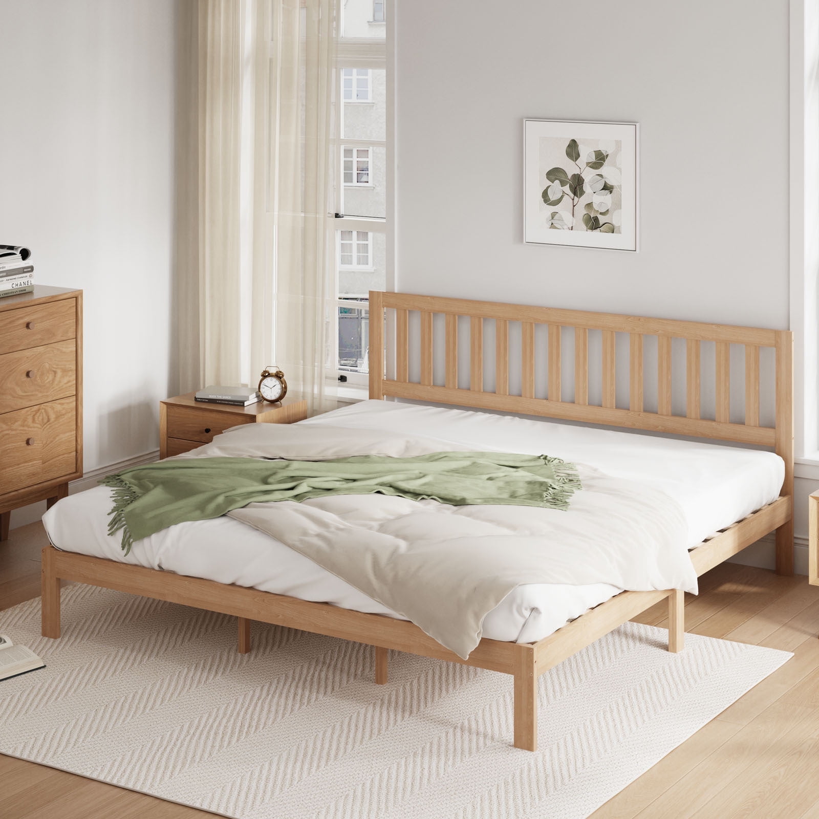 Novilla King Size Bed Frame Wood King Bed Frame and Headboard, King Bed ...