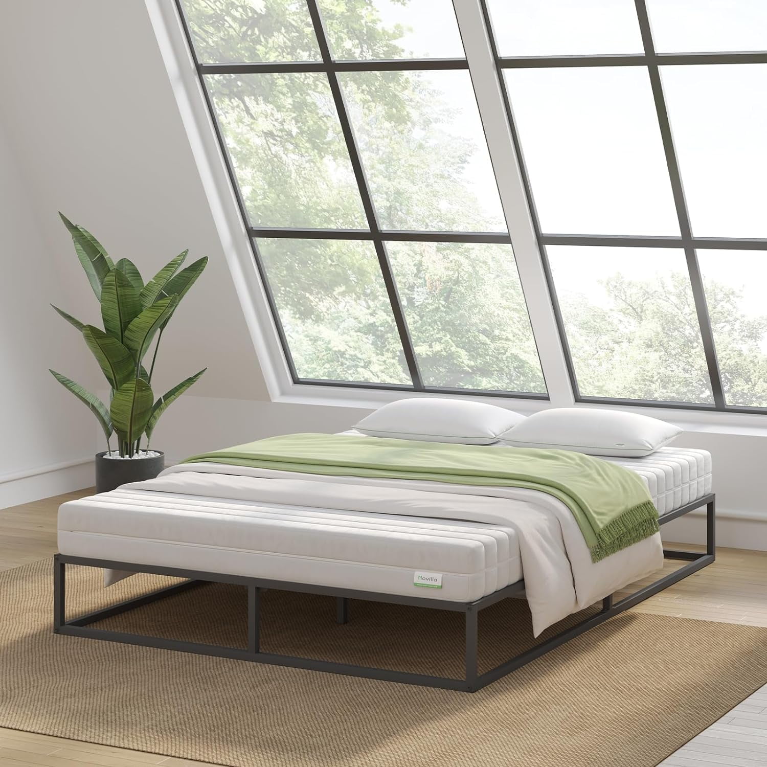 Novilla Metal Platform Bed Frame, Wood Slat Support, No Box Spring ...