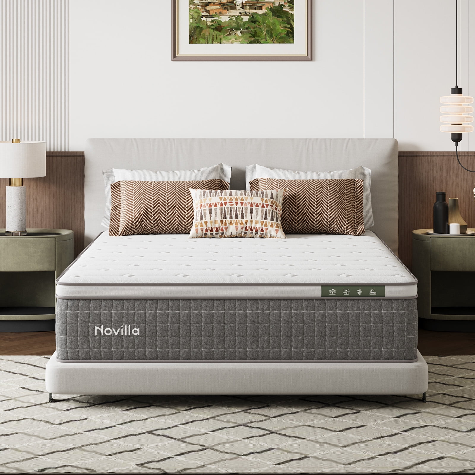 Novilla Vela 14 inch Full Mattress, Hybrid Mattresses with Cooling Gel ...