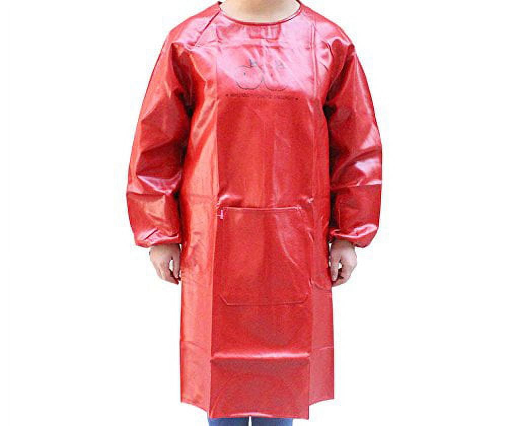 Novo PU Leather Waterproof Smocks Apron With Long Sleeves One Pocket ...