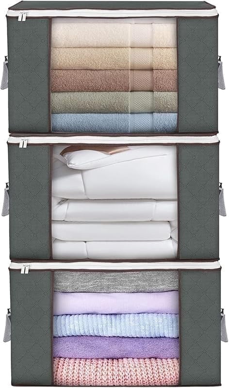 NovoLume90 L Large Storage Bags, 6 Pack Clothes Storage Bins Foldable ...