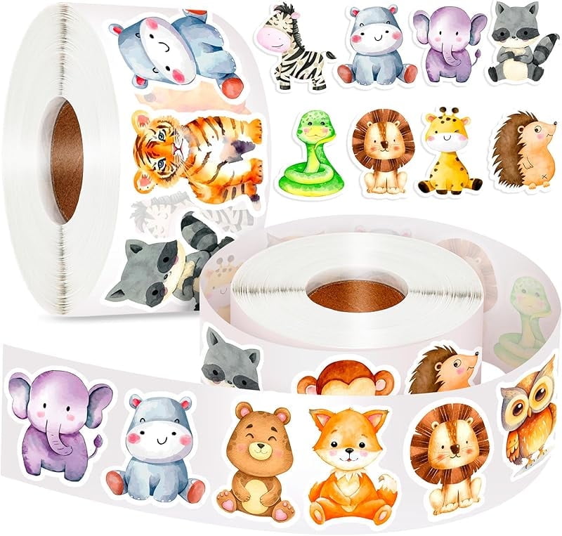 lkjhf 1200 Pcs Animal Stickers for Kids 2 Roll Nature Stickers Cute ...