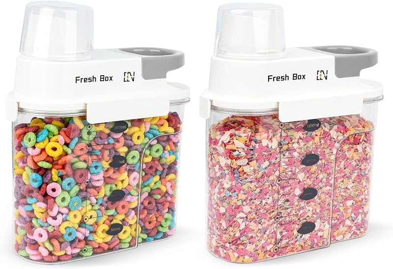 lkjhf Cereal Storage Container 2Pack,61oz/1.8L Airtight Food Storage ...