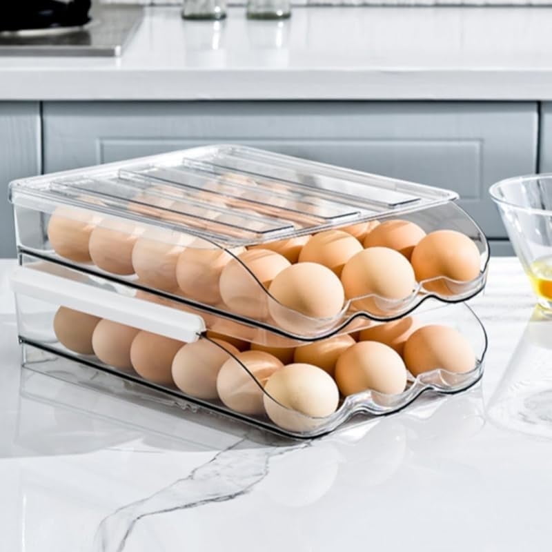 lkjhf Egg holder for fridge, Egg organizer for refrigerator, Automatic ...