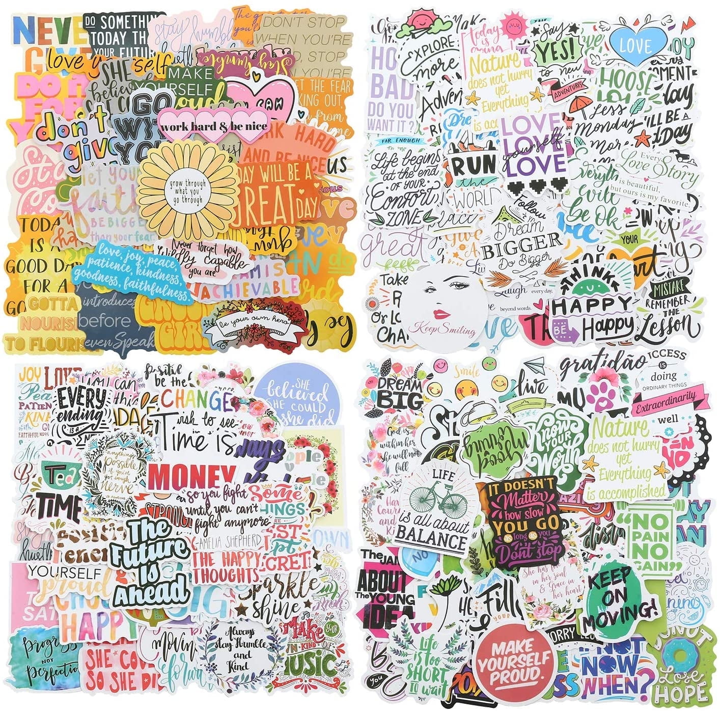 lkjhf Quote Stickers, Positive Stickers 200Pcs Motivational Waterproof ...