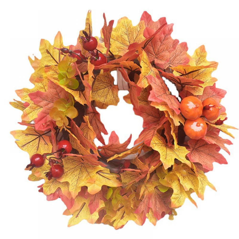 Novobey Front Door Plastic Artificial Fall Wreath, with Pumpkin Berries ...