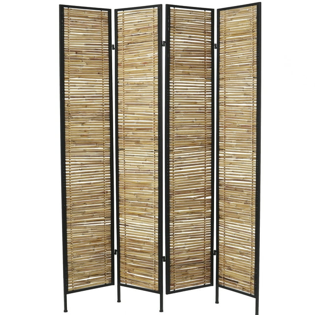 The Novogratz 63" x 71" Light Brown Bamboo Handmade Hinged Foldable ...