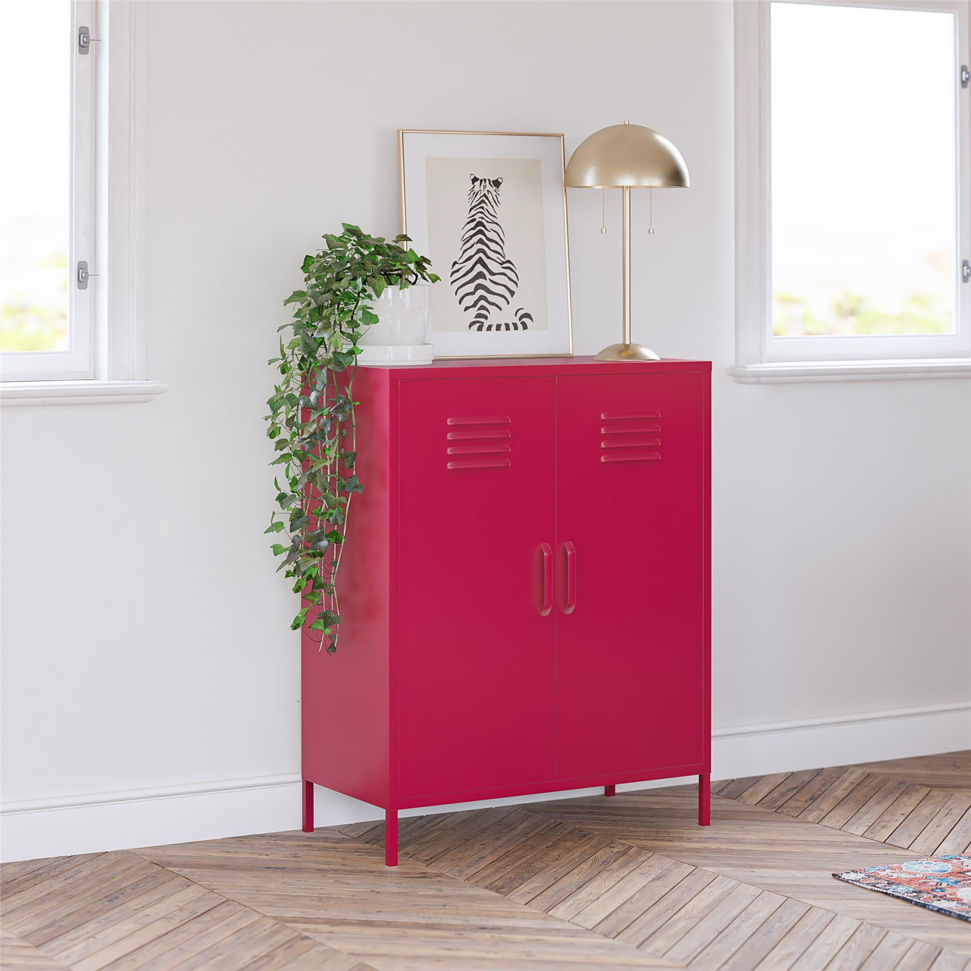 Novogratz Cache 2 Door Metal Locker-Style Storage Accent Cabinet ...