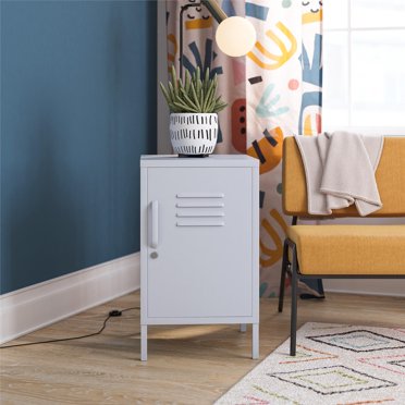 RealRooms Shadwick 1 Door Metal Locker Style End Table with Perforated ...