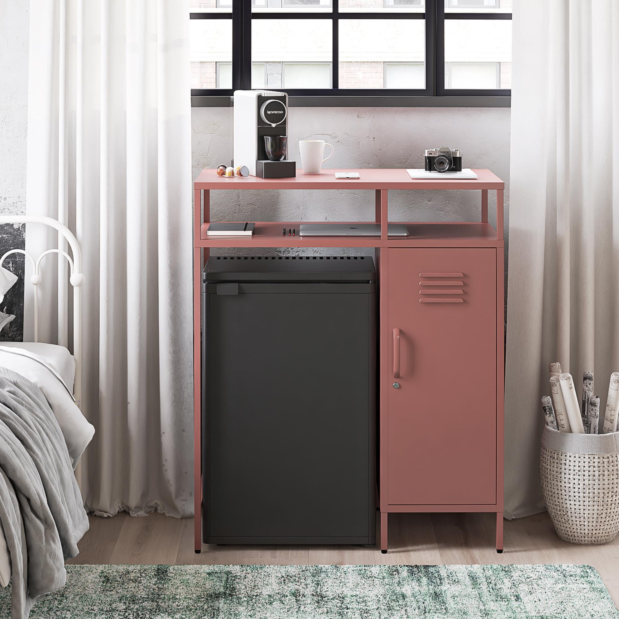 Novogratz Cache Metal Locker-Style Mini Refrigerator Organizer, Dusty ...