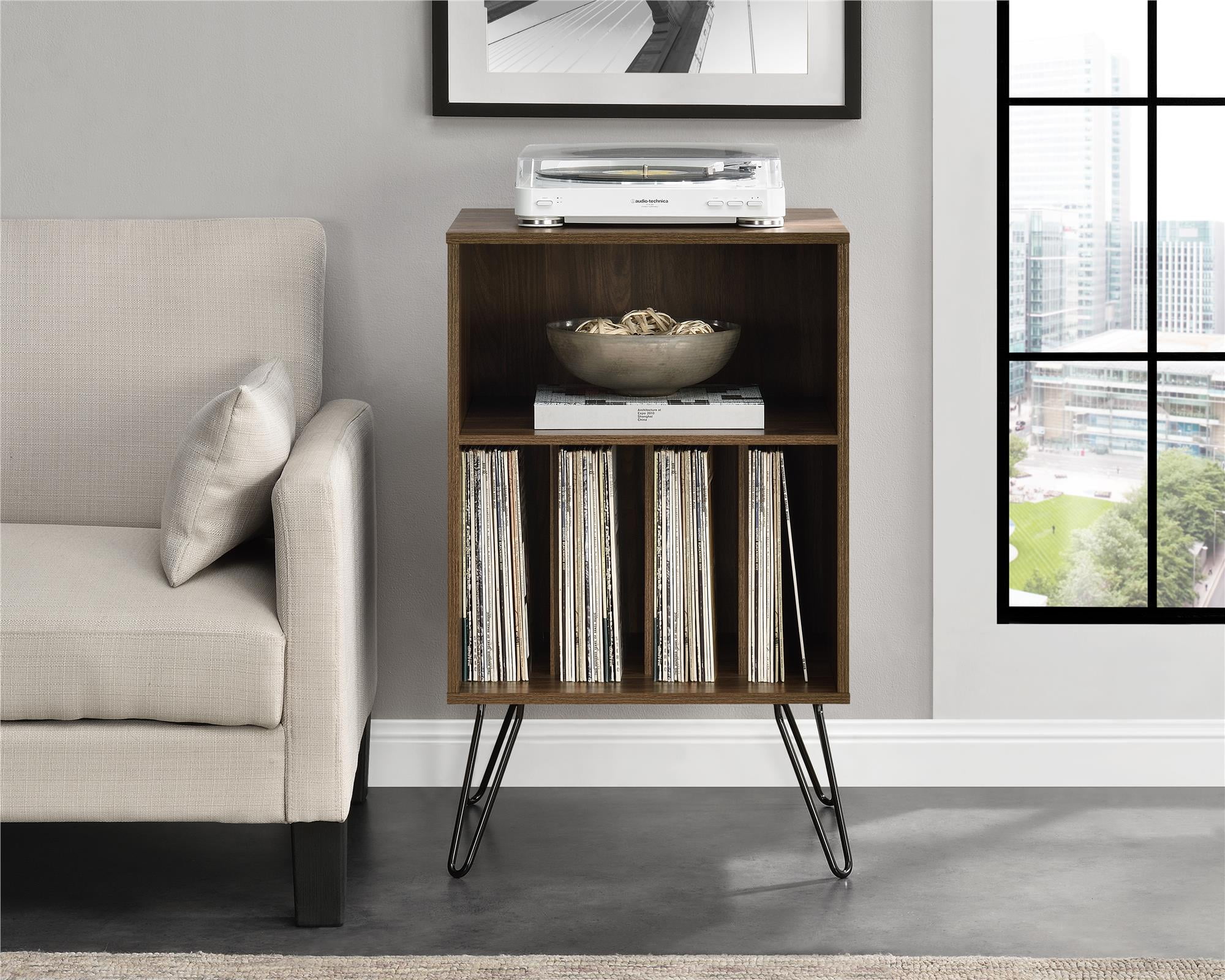 Novogratz Concord Turntable Stand, Walnut - Walmart.com