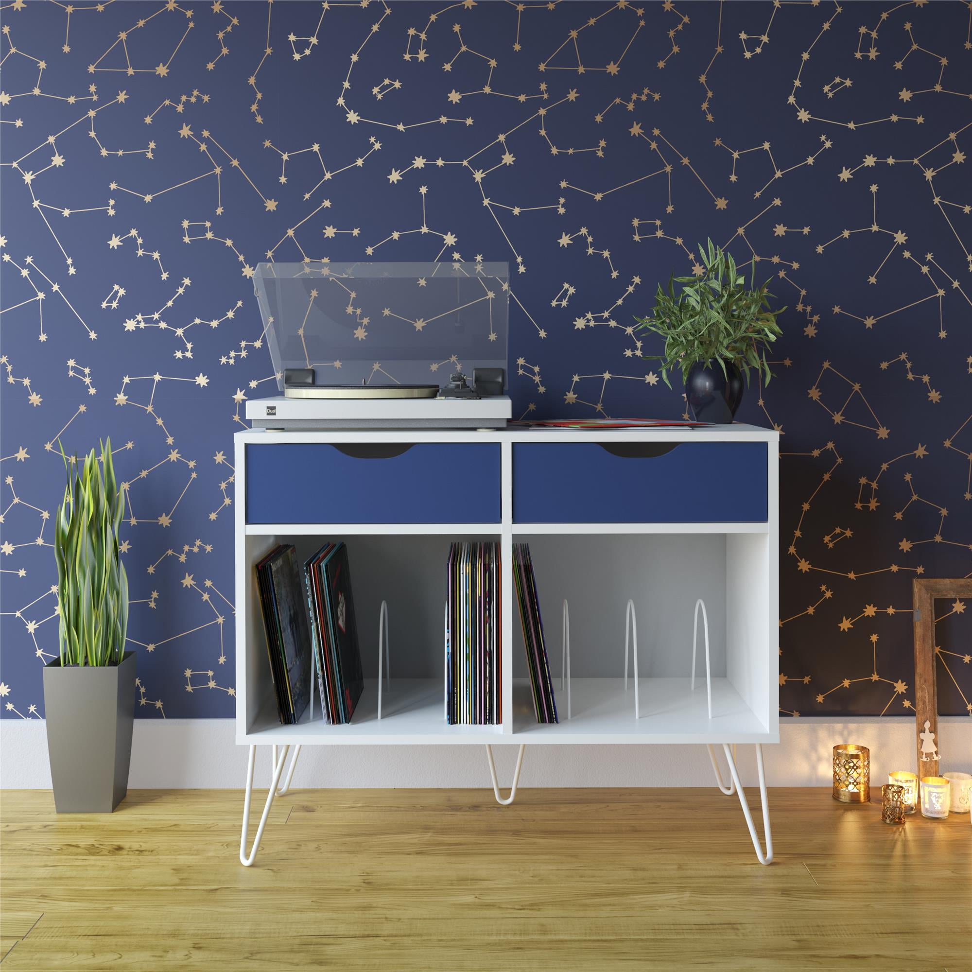 Novogratz Concord Turntable Stand with Drawers, White - Walmart.com