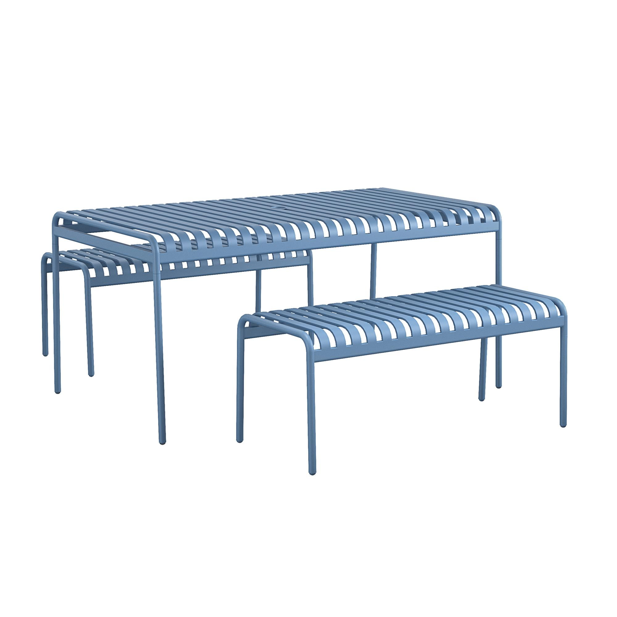 Novogratz Poolside Gossip, Ola All-Steel Table and Bench Set, French ...