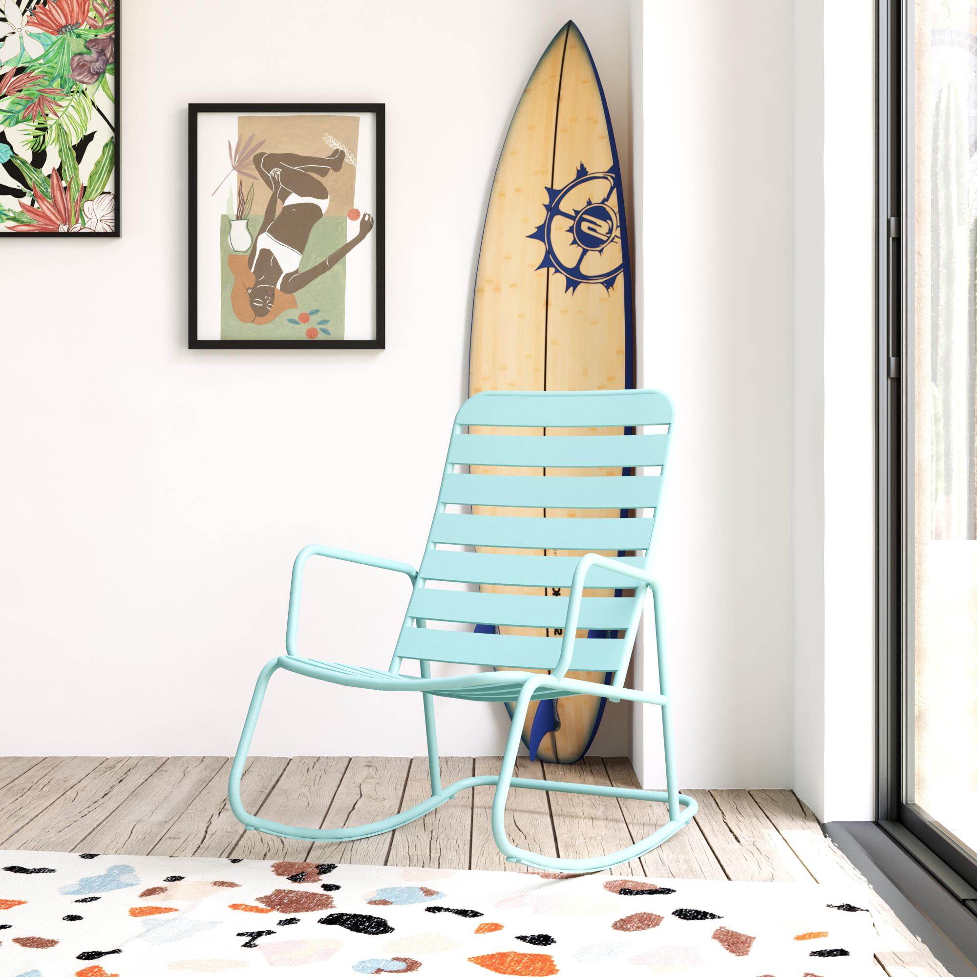 Novogratz Poolside Gossip, Roberta Outdoor/Indoor Rocking Chair, Aqua ...