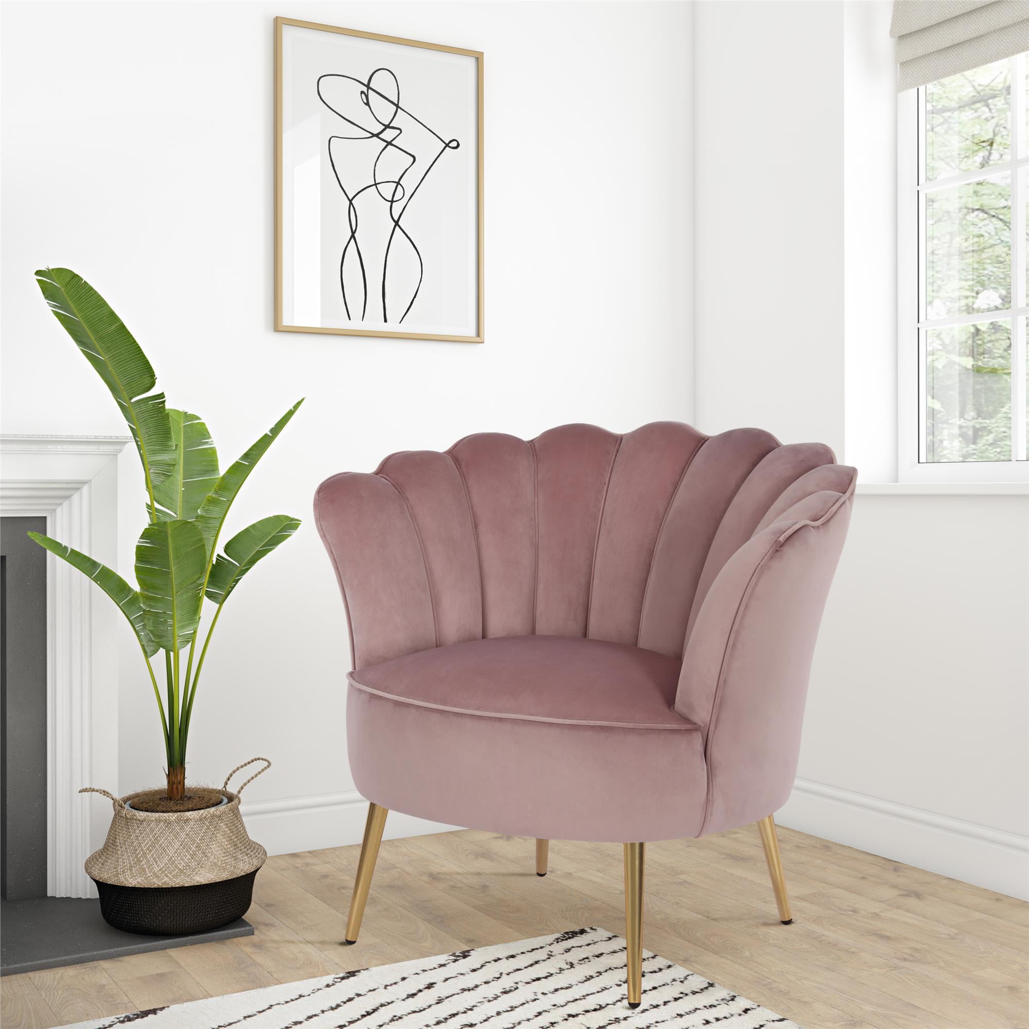 Novogratz Presley Modern Glam Seashell Accent Chair, Rose Velvet - Walmart.com