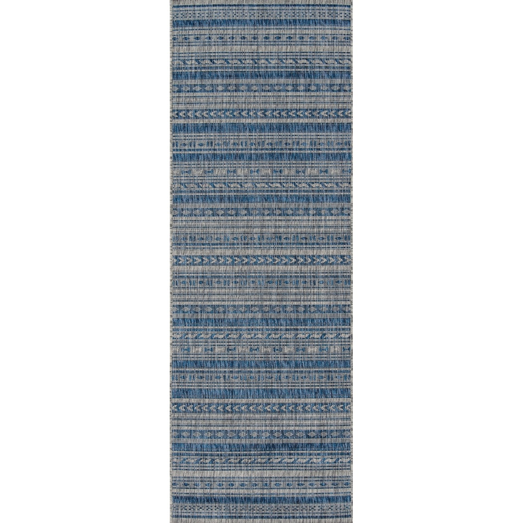 Novogratz by Villa Tuscany Indoor Outdoor Rug Blue 2'7" x 7'6" 8 ...