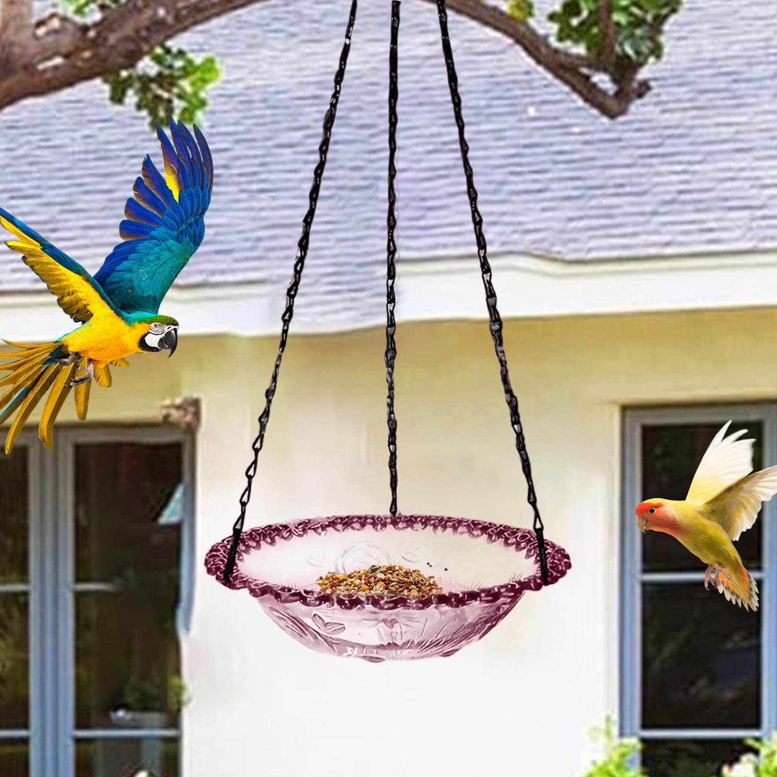 Novvia Bird Bath Bowl Birdbaths For Outdoors Metal Birdhouse Hanger ...
