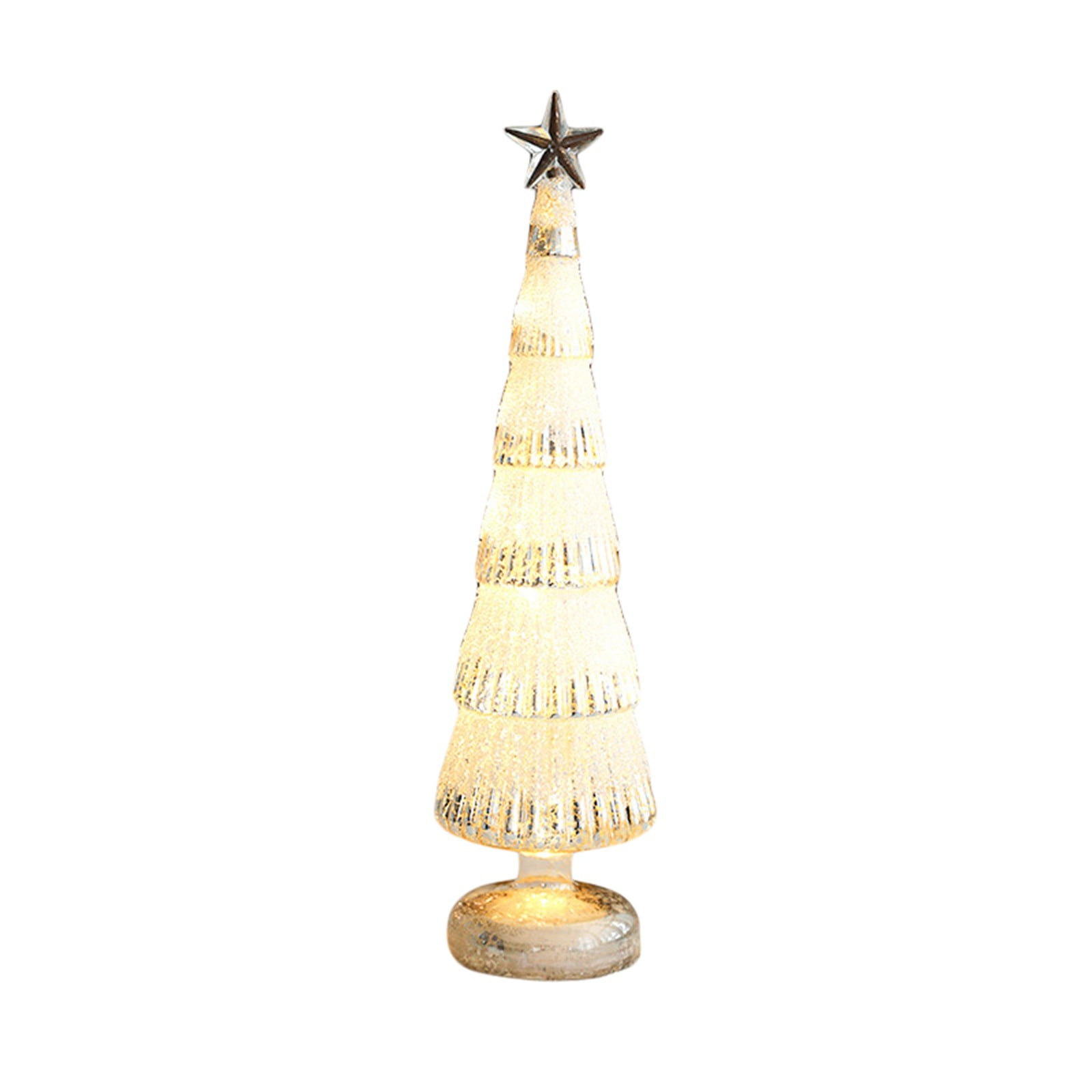 Novvia Glass Lighted Christmas Tree 15.35" Light Gold LED Night Light ...