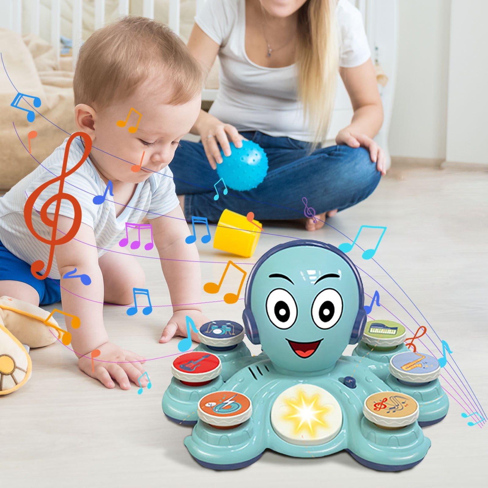 Novvia Rock Cartoon Jazz Drum Set For Early Education 8 Arm Claves ...