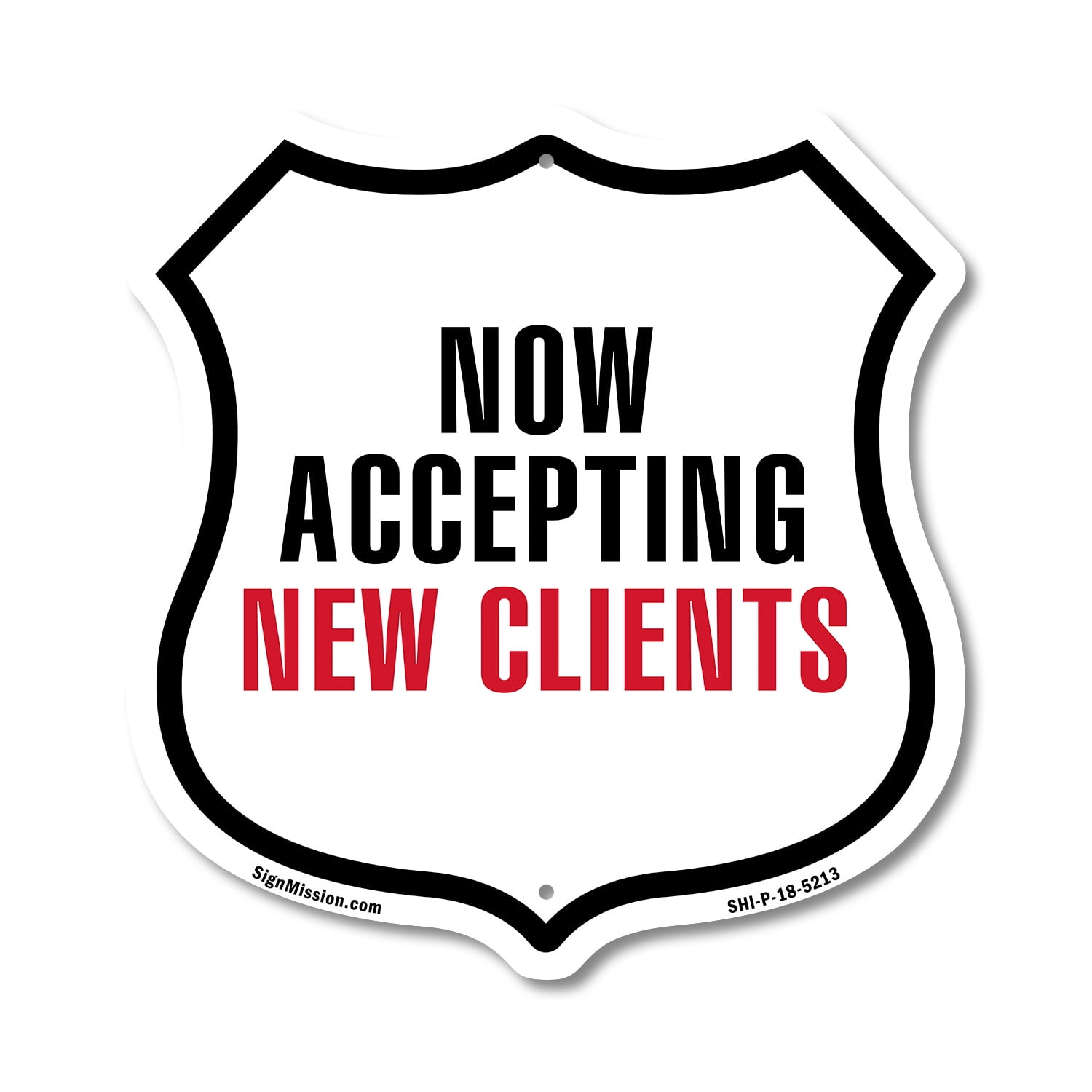 Now Accepting New Clients (2 Pack) 6 inch X 6 inch Shield Shaped ...