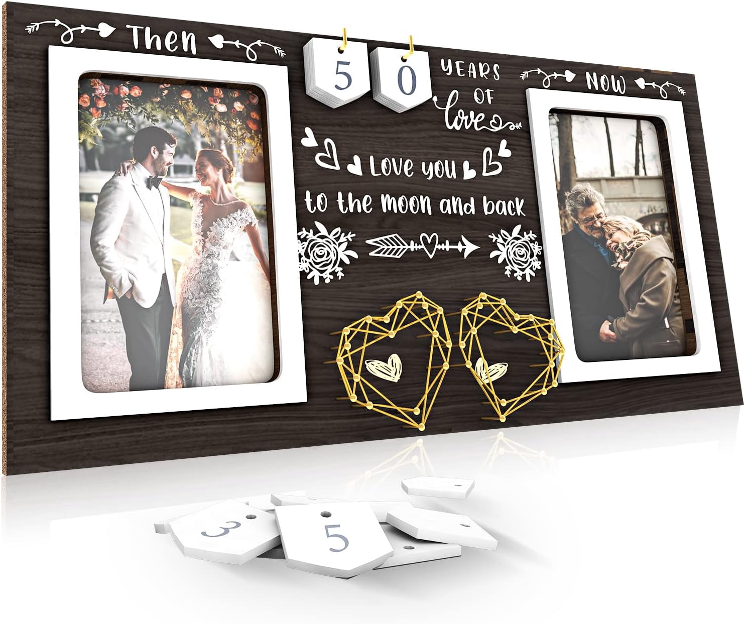 Then & Now Anniversary Picture Frame - 1-99 Years Anniversary Wedding ...