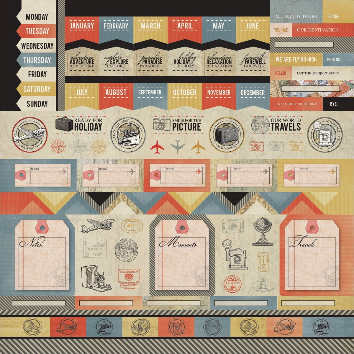 Now Boarding Cardstock Stickers 12"X12"-, Pk 5, Kaisercraft - Walmart.com