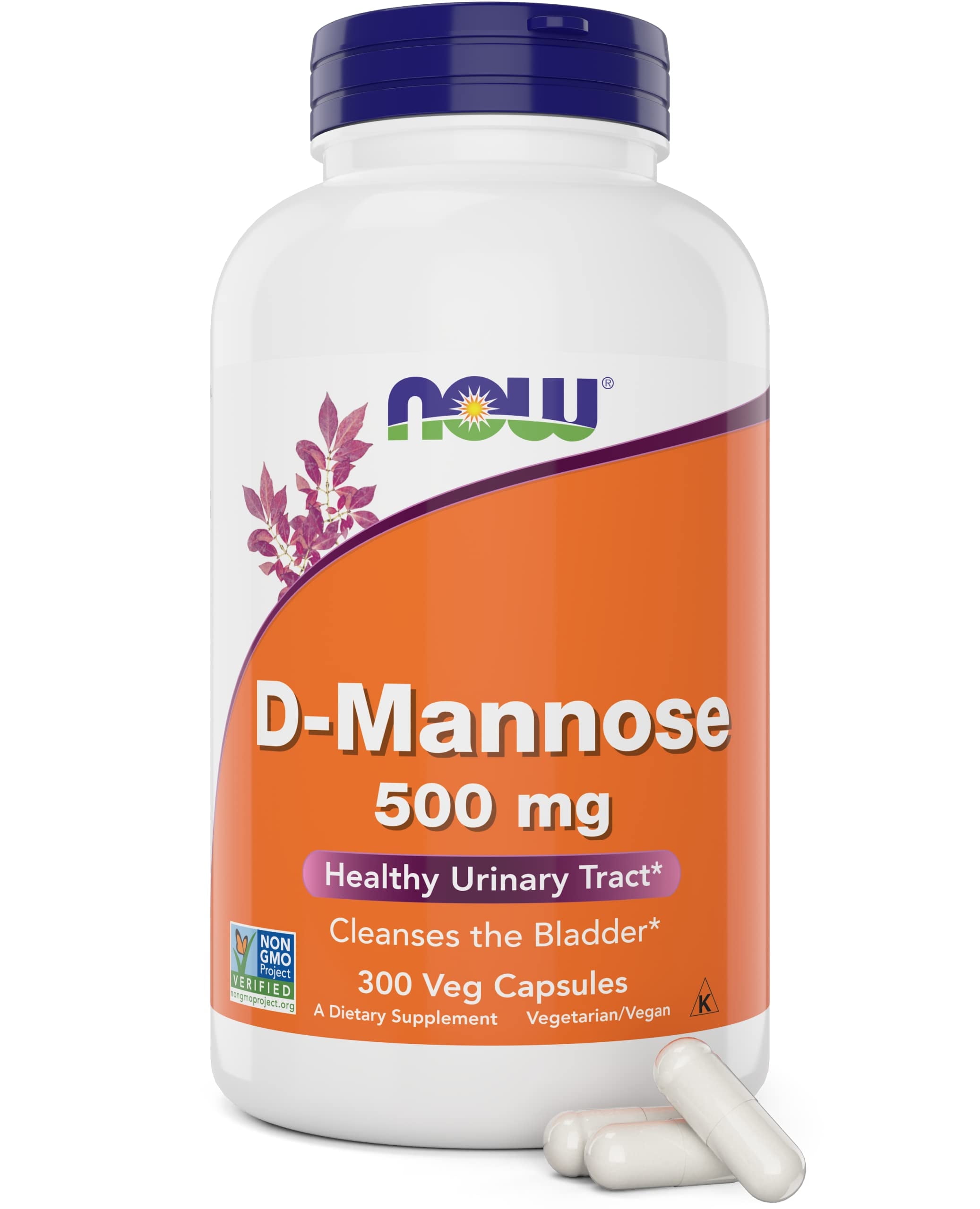 Now D-Mannose 500 mg, 300 Capsules - Vegan, Non GMO Supplement for Women and Men - Supports ...