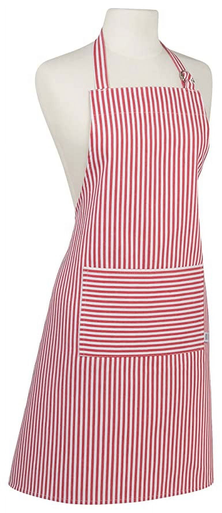 Now Designs Basic Cotton Kitchen Chef's Apron Narrow Stripe Red Print ...