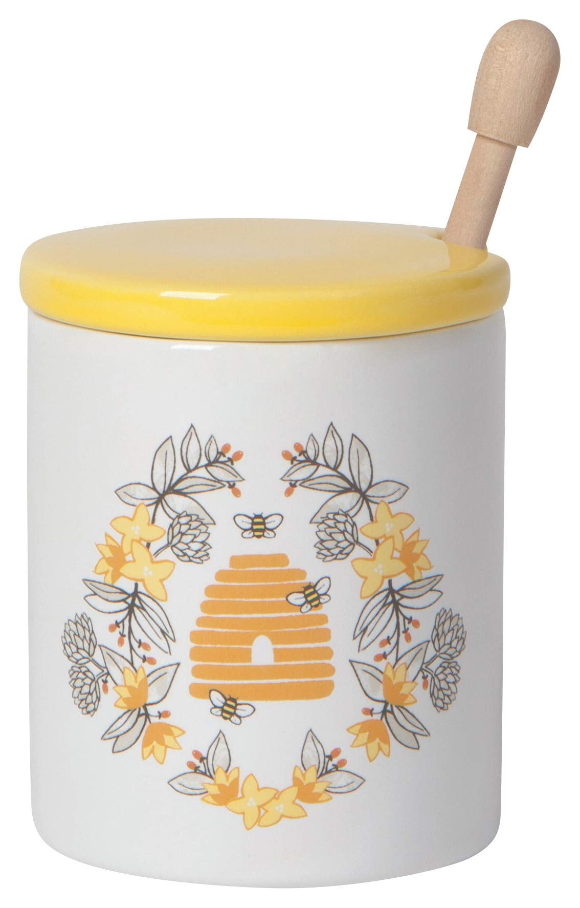 Now Designs Stone Honey Pot, Sunny Day with Bees - 3 x 4 in | 10 oz ...