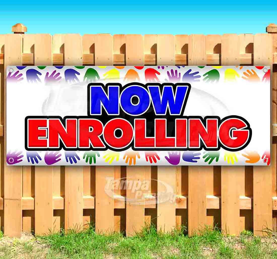 Now Enrolling Hands 13 oz Vinyl Banner With Metal Grommets - Walmart ...