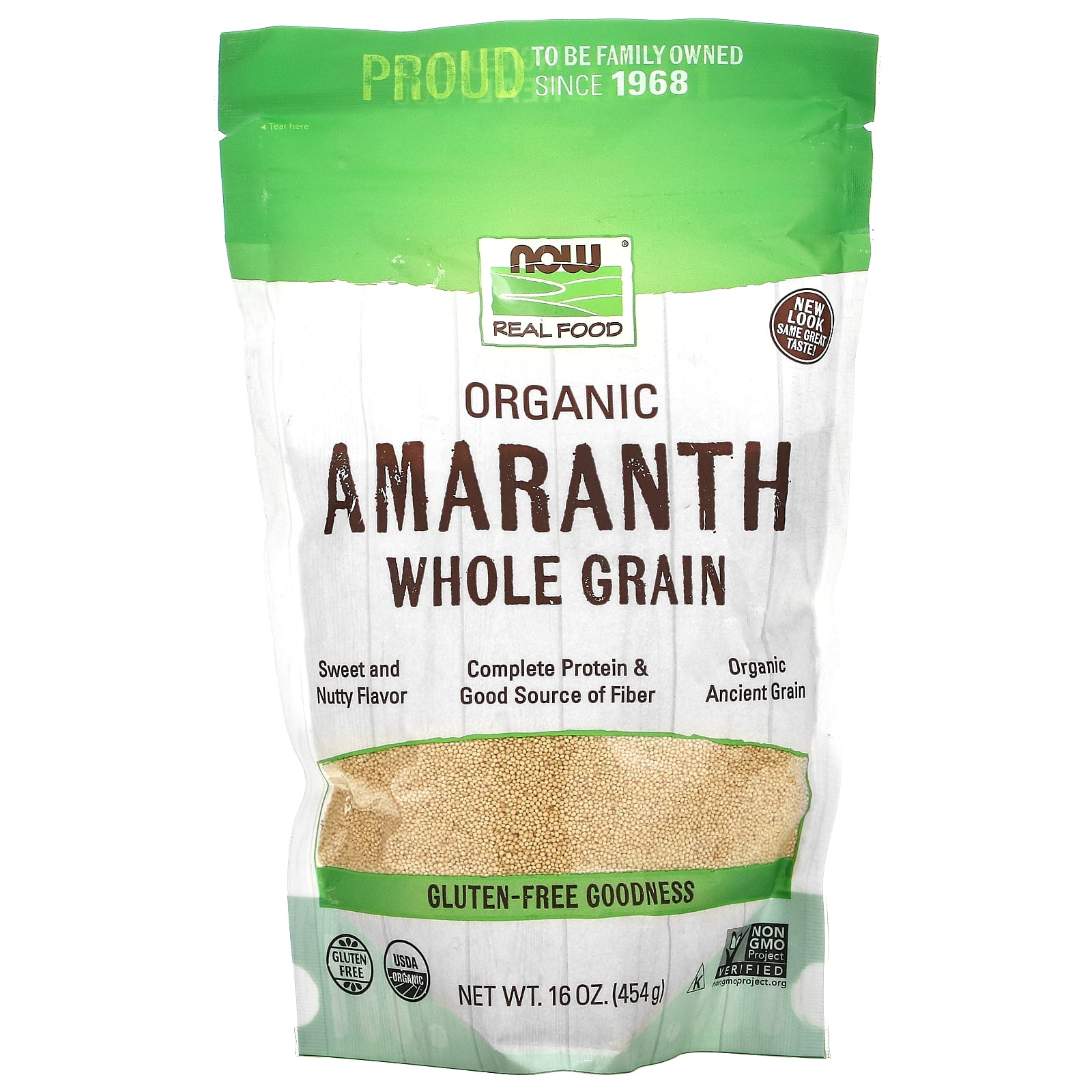 NOW Organic Amaranth Grain, Whole Grain, Sweet Nutty Flavor, 16 oz, Non ...
