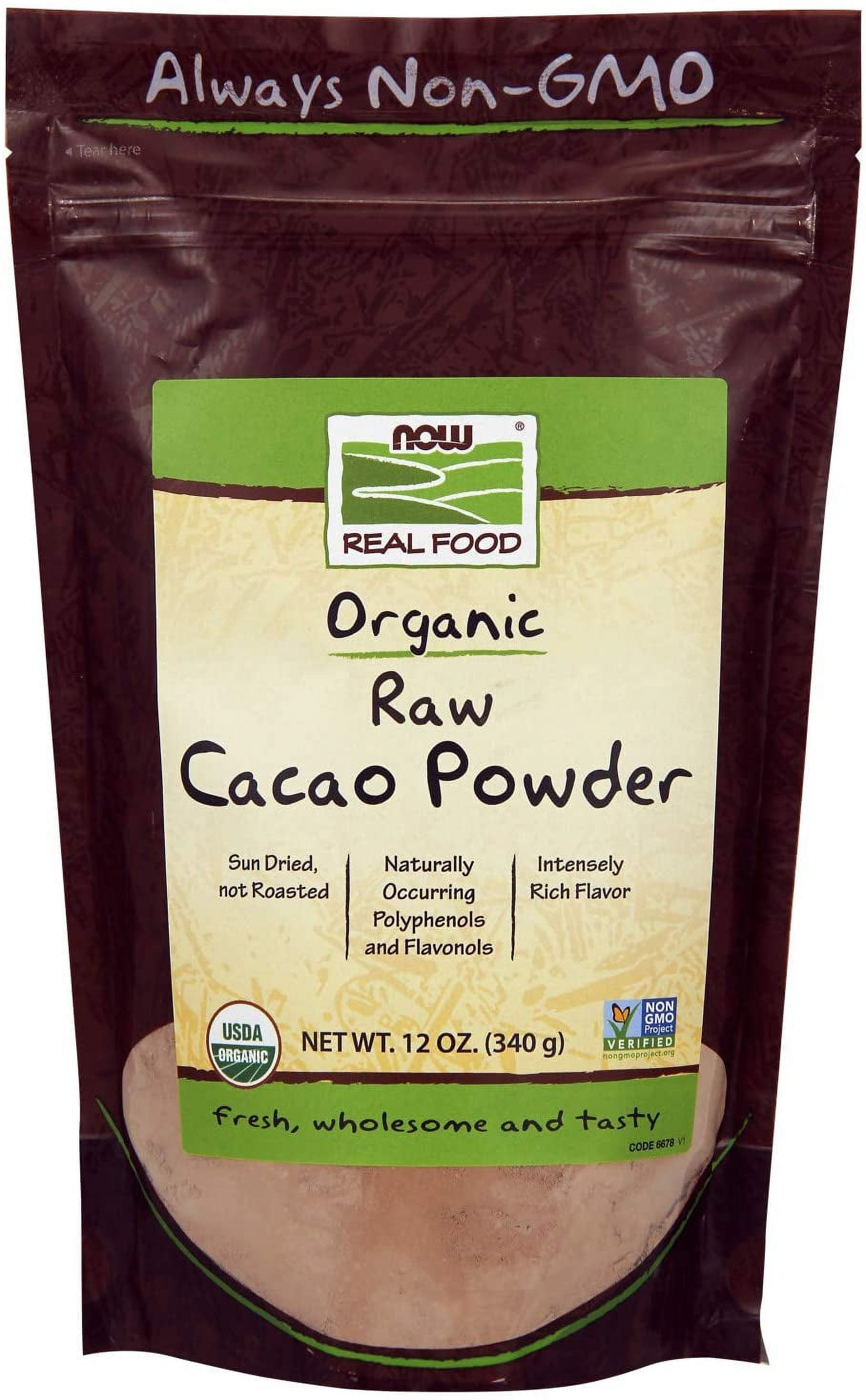 NOW Organic Raw Cacao Powder, 12 oz, Keto-Friendly, Vegan, Non-GMO ...