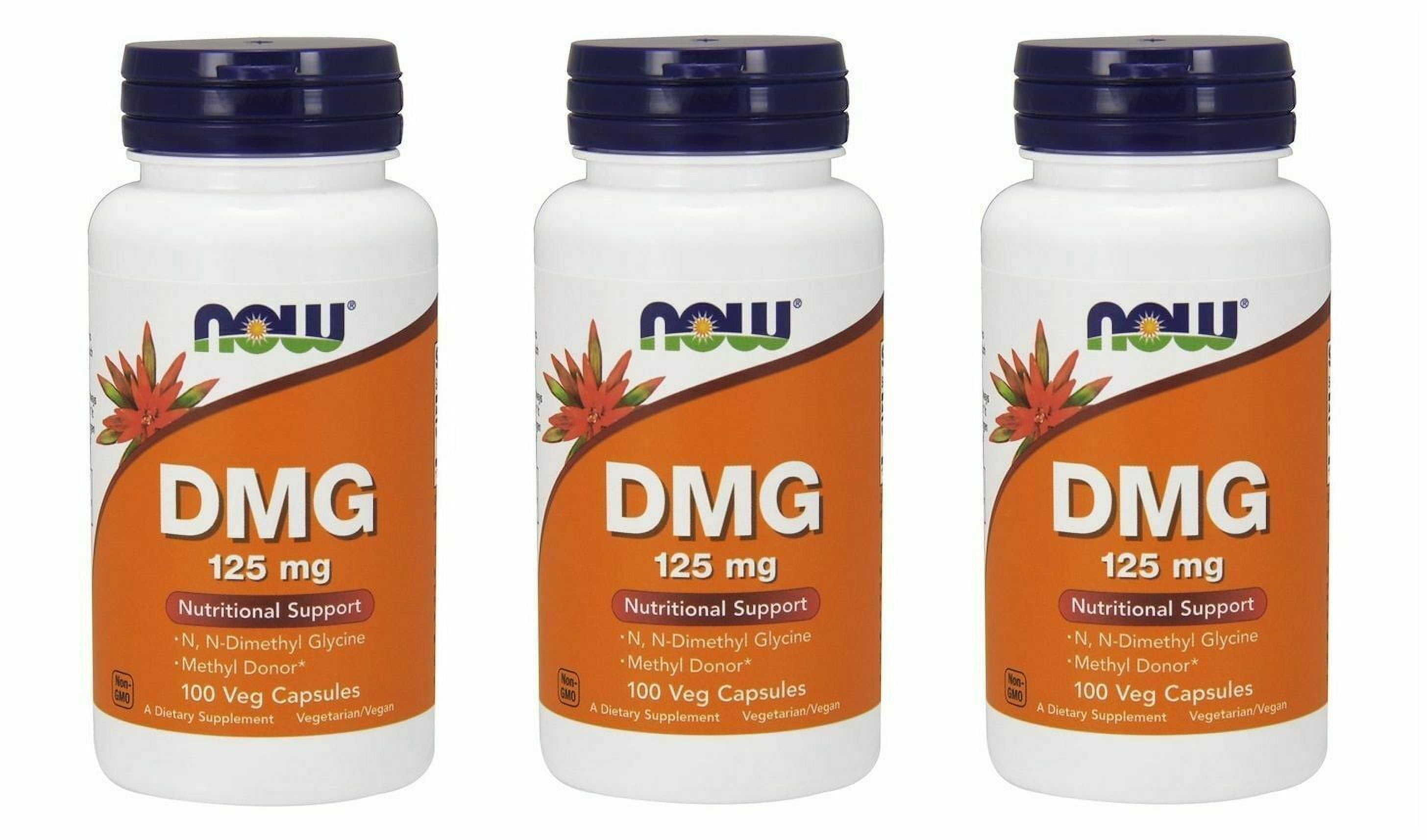 Now Foods - DMG, 125 mg, 100 Veg Capsules - 3 Packs - Walmart.com