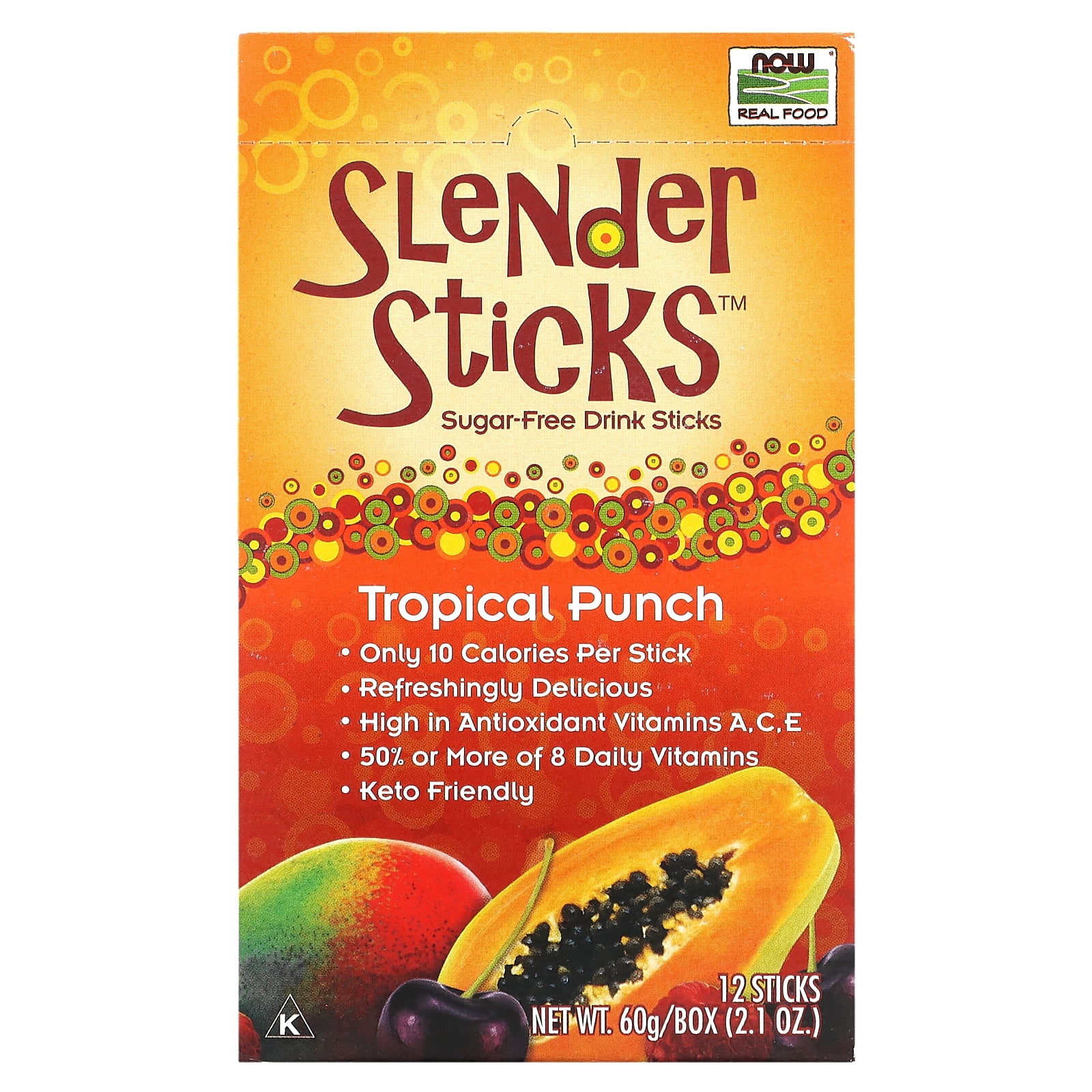 Now Foods Drink Mix, Tropical Punch, 2.1 Oz, 12 Sticks, 1 Count ...