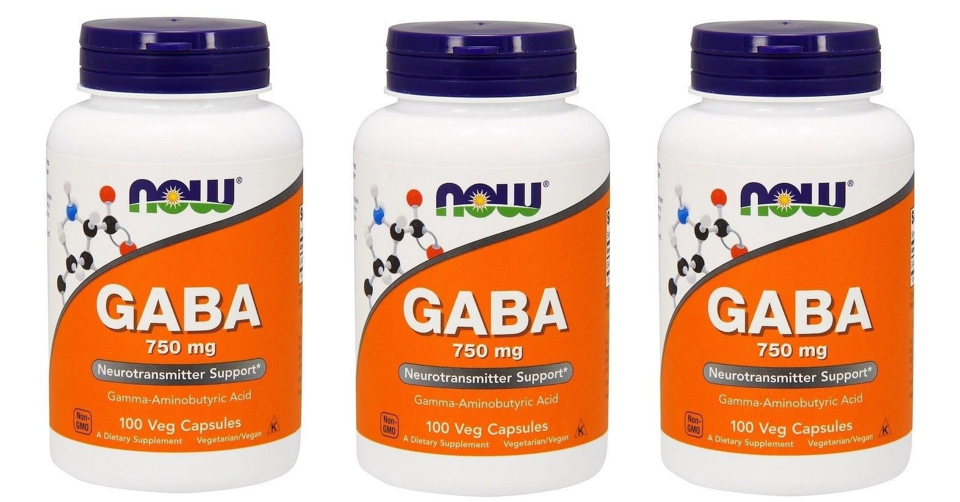 Now Foods, GABA, 750 mg, 100 Vcaps - 3 Packs - Walmart.com