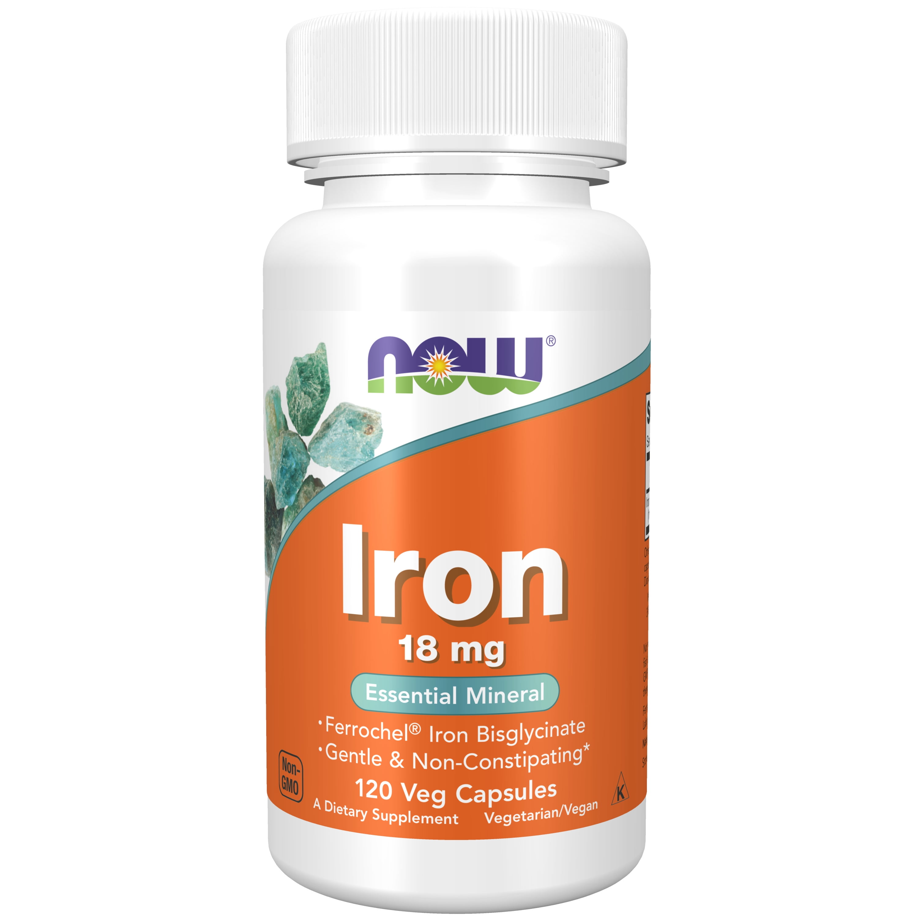 NOW Supplements, High Absorption Iron 18mg, Gentle Fe Glycinate ...
