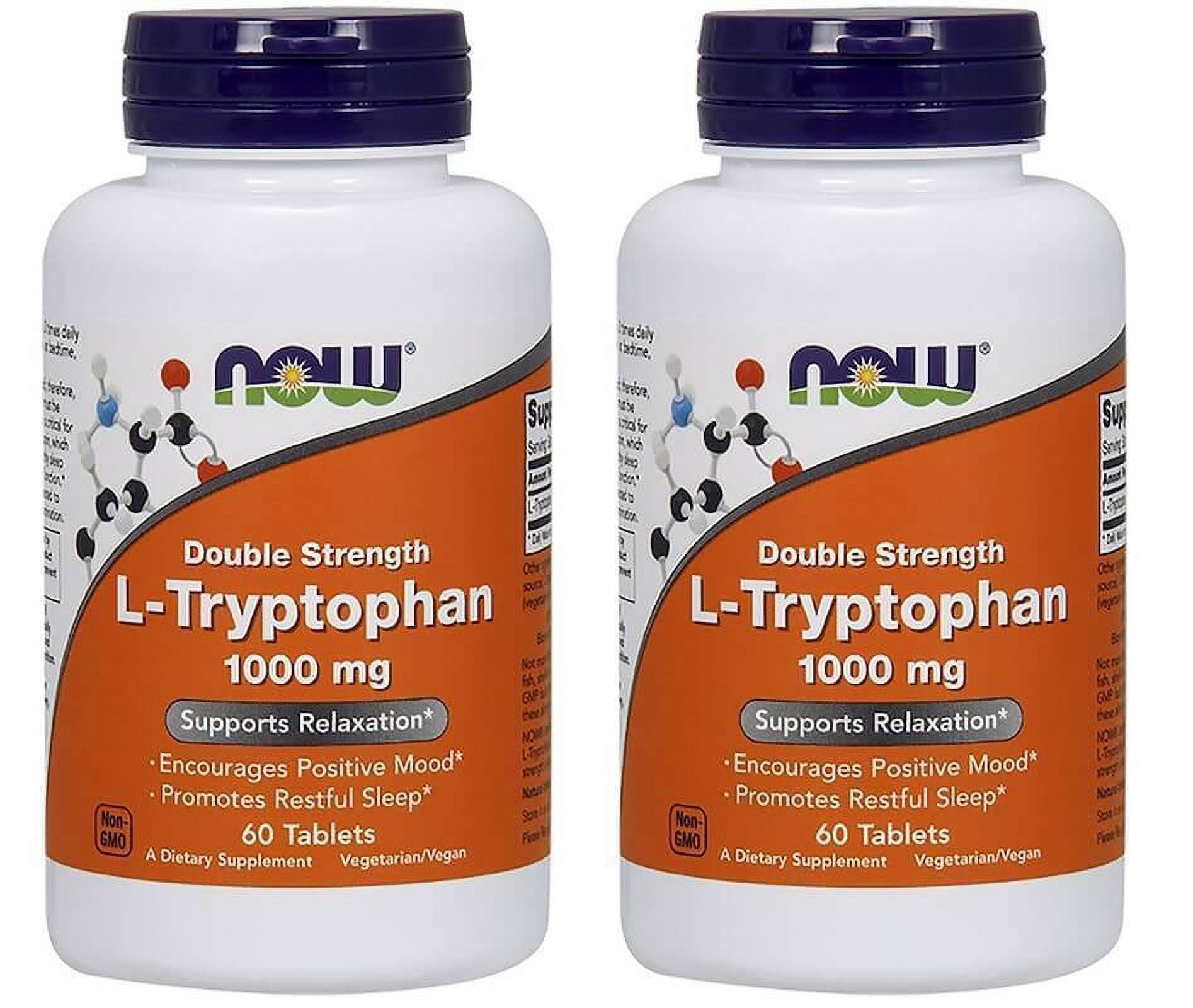 Now Foods - L-Tryptophan, Double Strength, 1,000 mg, 60 Tablets - 2 ...